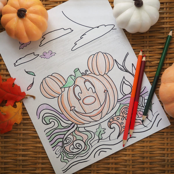 Mickey Pumpkin Halloween Coloring Sheet – Polka Dot Pixie Shop